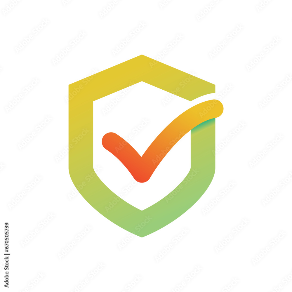 Shield check mark logo icon design template elements on white ...