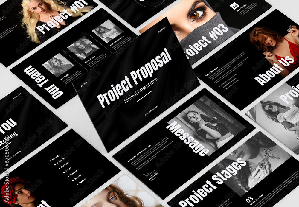 Project Proposal Minimal Dark Presentation Template Stock Template ...