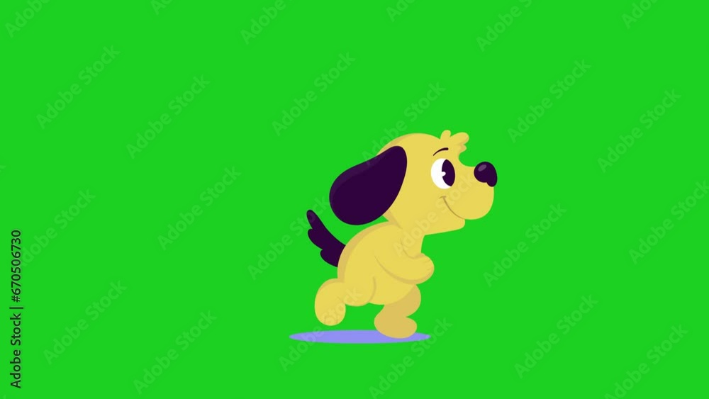 Cheerful happy puppy dog casually walking jumping 2d cartoon animated ...
