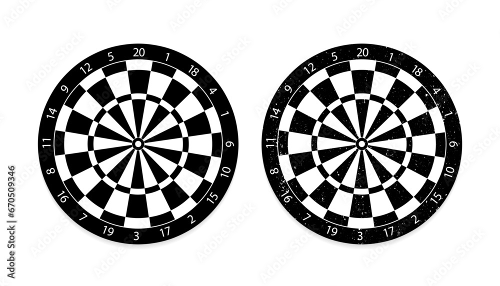 Cartoon old dart board scoring symbol. Dartboard icon. color, twenty ...