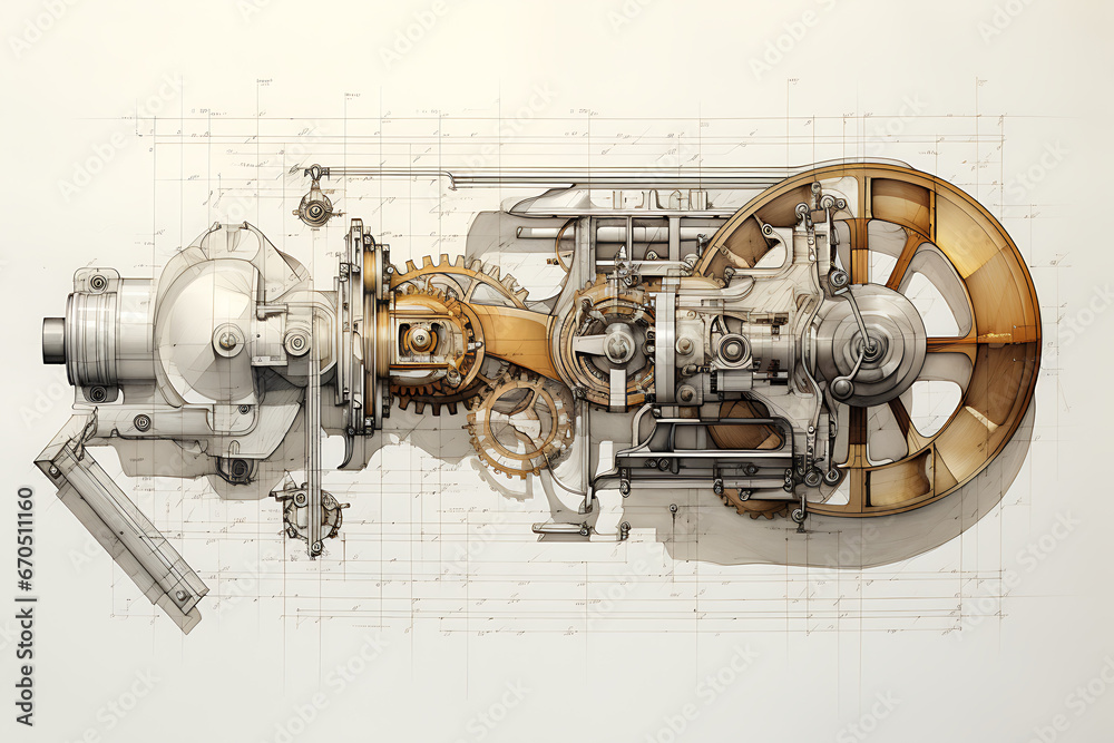 technical drawing made by technical draftsman, gears, drawing ...