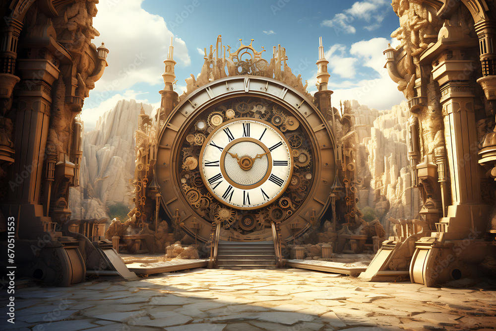 Time machine clock, futuristic fantasy, movie, cartoon, animated, time ...