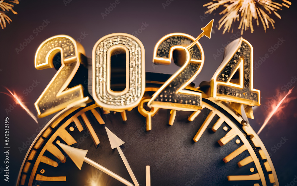 2024 Background, Golden Sparkling 2024 Background, 2024 Background With ...