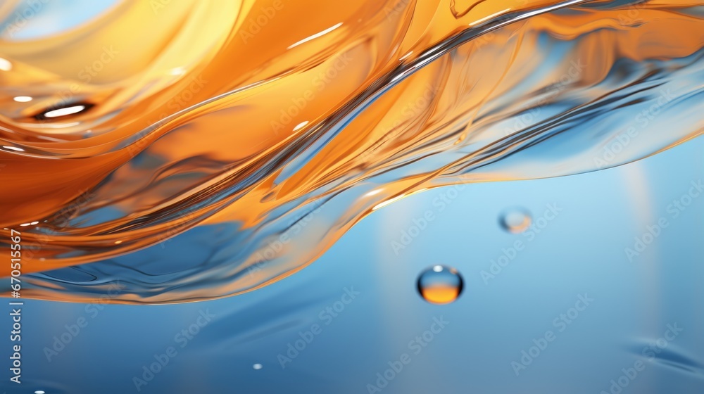 Cooking oil wave splashing or petrol liquid background. Orange wave ...