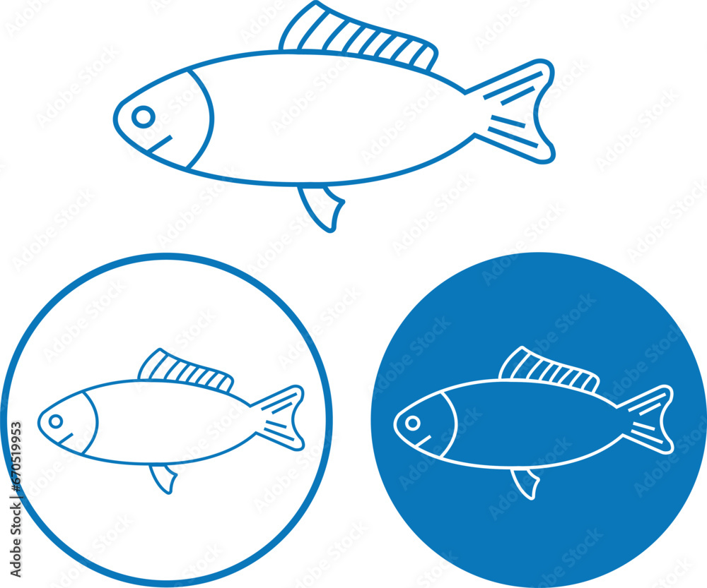 Set of Blue line Fish logo template suitable for businesses and product ...