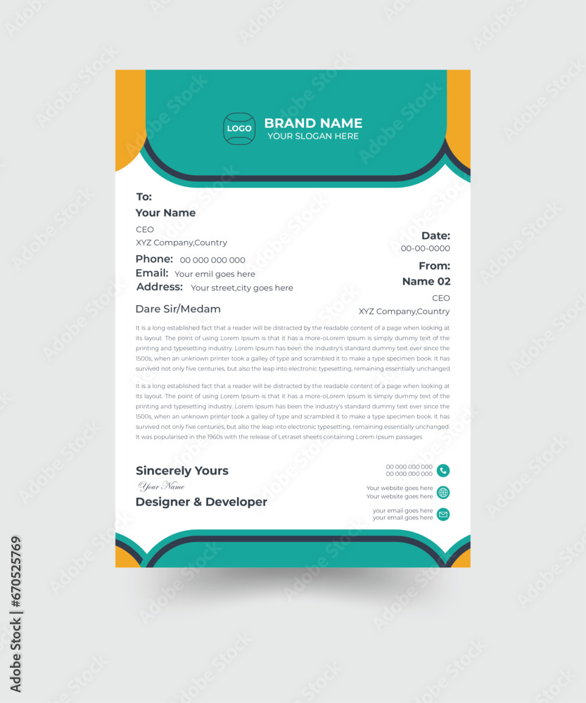 Futuristic formal and creative letter head design. Modern and elegant ...