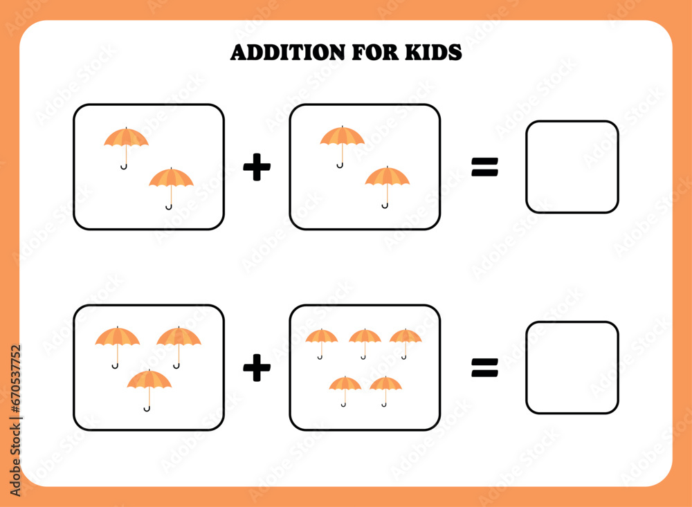 Addition page for kids. Educational math game for children with ...