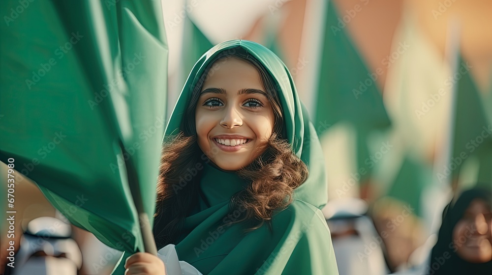 Foto de Arab women and families celebrate Saudi National Day. Arab ...