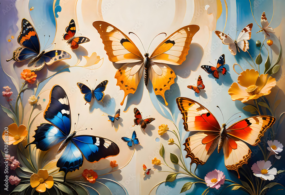 Beautiful work of art of butterflies. wallpaper background. generative ...