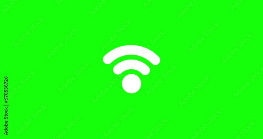 Simple Wi-fi icon animated on green background. Loop animation of Wi-Fi ...