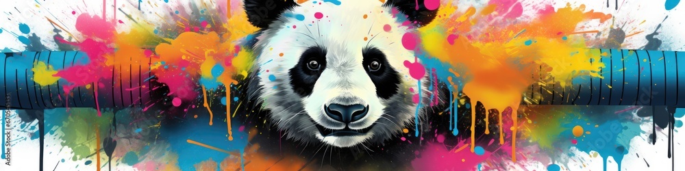 Abstract various colorful graffiti paintings of panda animal ...