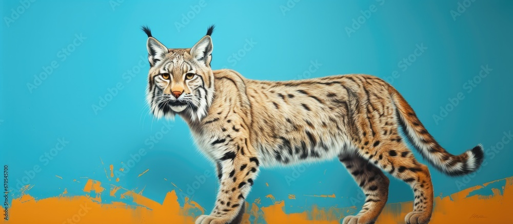 Abstract various colorful graffiti paintings of bobcat animal ...