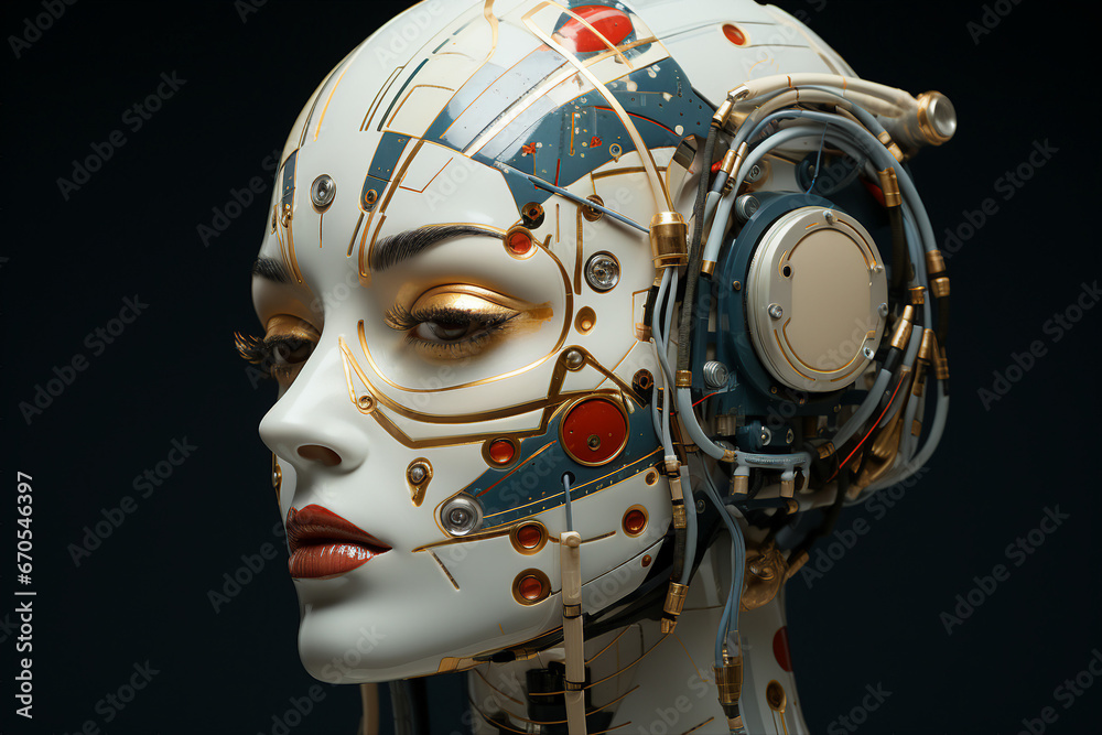 Generative AI picture of beautiful robotic human android future 3d ...