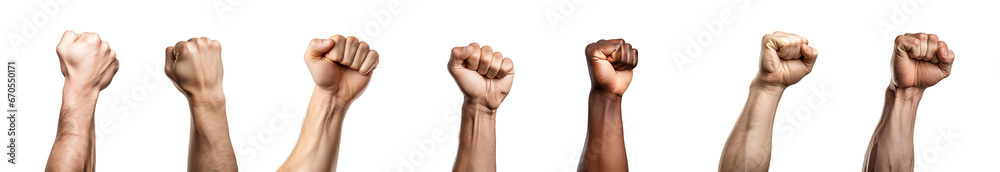 Collection of holding fists up, hand gesture . isolated on a ...