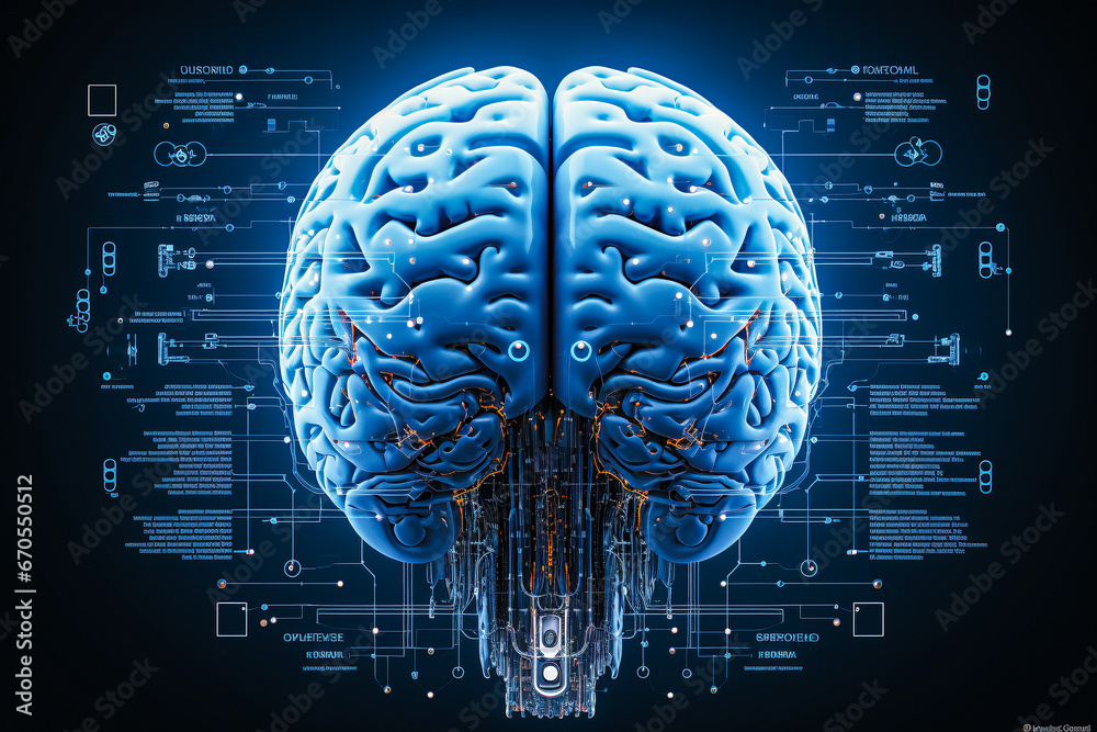 Etude du cerveau humain, explications scientifiques Stock Illustration ...