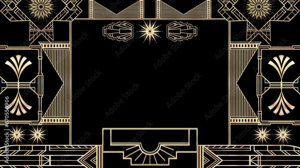 Art Deco Gatsby Golden Black Partitions animation. Incl ALPHA MATTE ...