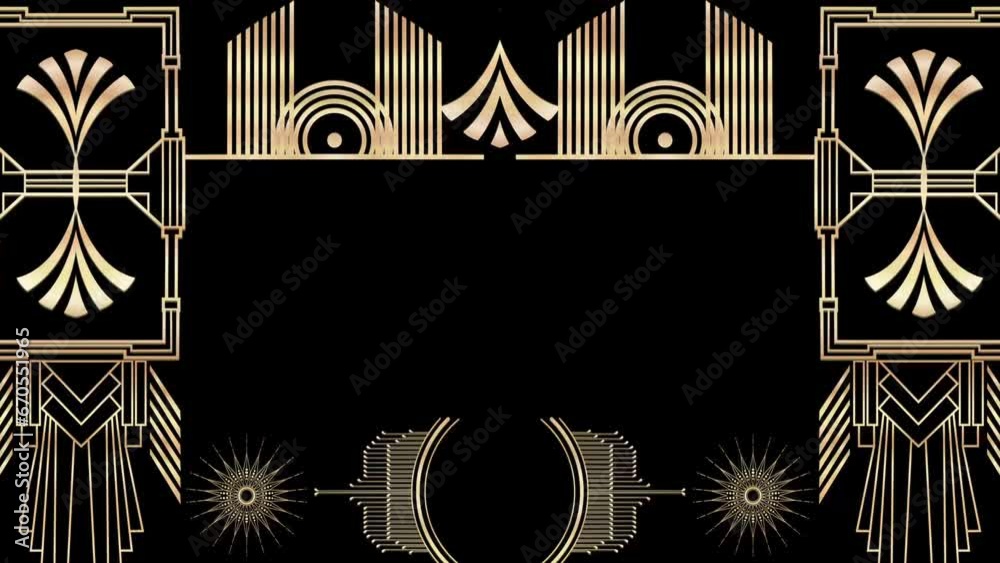 Art Deco Gatsby Golden Black Partitions animation. Incl ALPHA MATTE ...