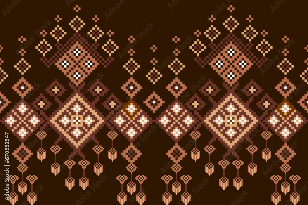 ethnic geometric cloth pattern Pixel art, abstract fabric design ...