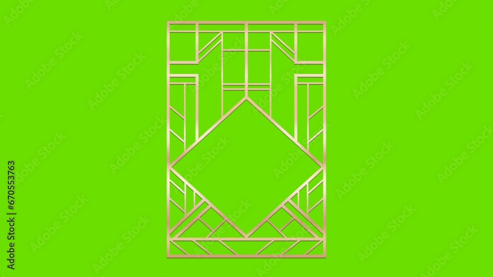 Art Deco Gatsby Golden Partitions animation on green screen. Incl ALPHA ...