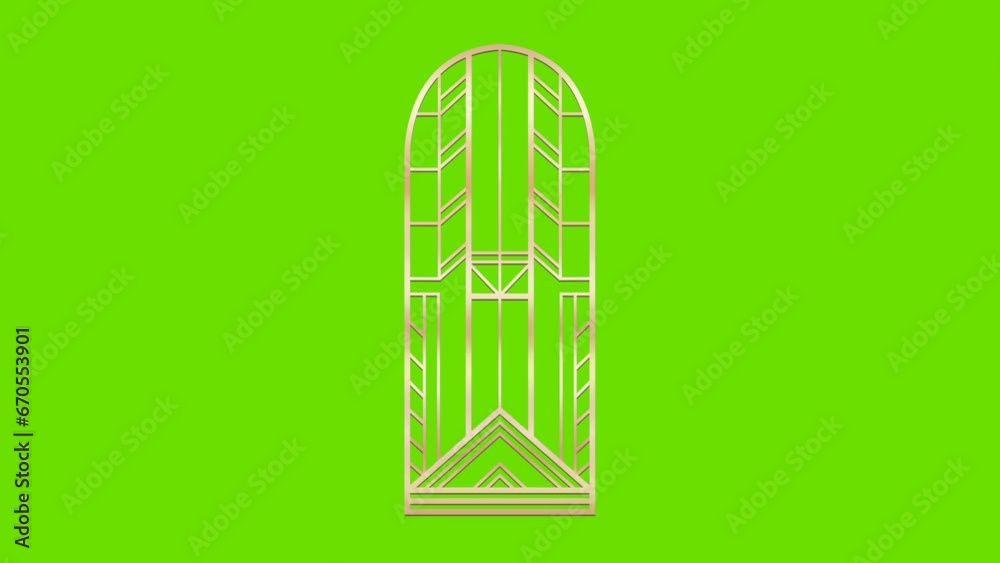 Art Deco Gatsby Golden Partitions animation on green screen. Incl ALPHA ...