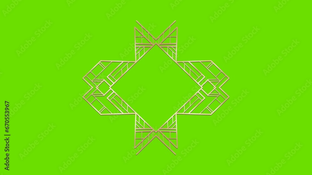 Art Deco Gatsby Golden Partitions animation on green screen. Incl ALPHA ...