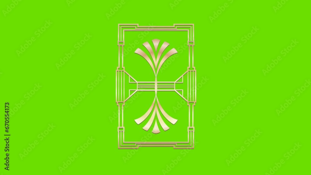 Art Deco Gatsby Golden Partitions animation on green screen. Incl ALPHA ...