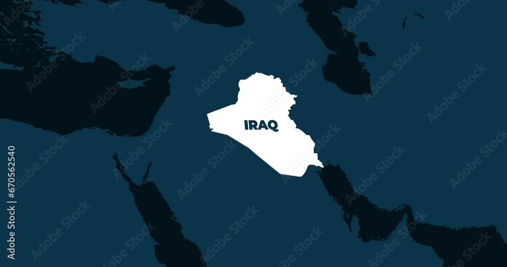 World Map Zoom In To Iraq. Animation in 4K Video. White Iraq Territory ...