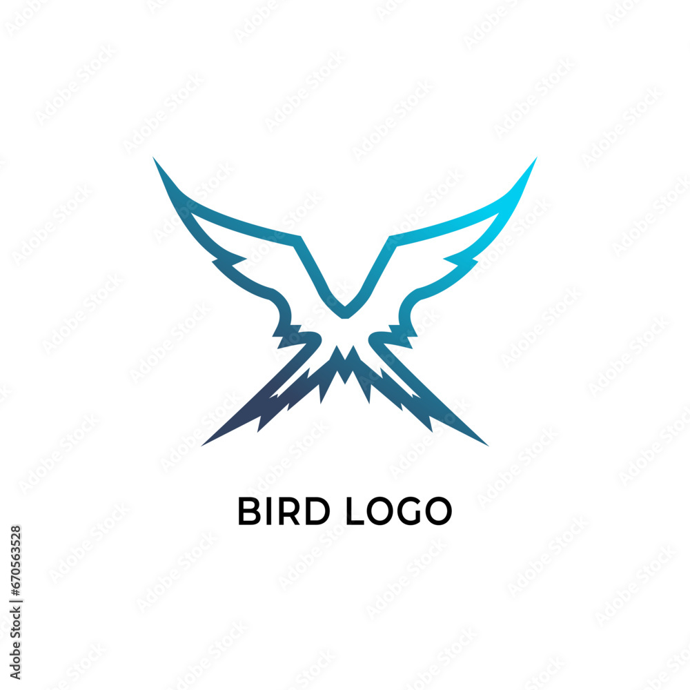 bird logo design. bird tech logo. Bird technology logo. blue bird logo design template. bird ...