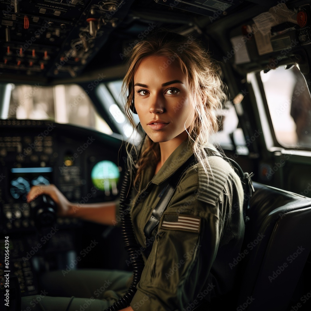 Modern Young US Military Fighter Plane with Pilot: Strength and Safety ...