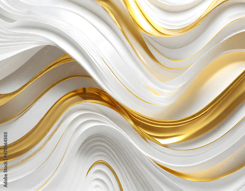 3d abstract gold wave wallpaper on a white background Stock ...