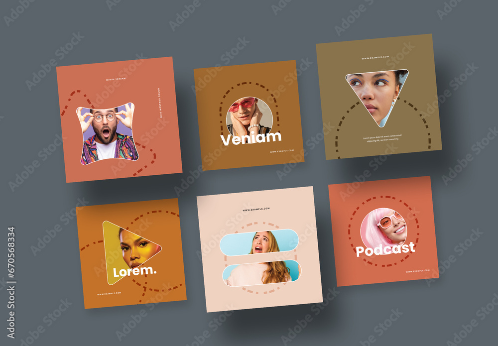 Creative Set of Social Media Post Layouts Stock Template | Adobe Stock