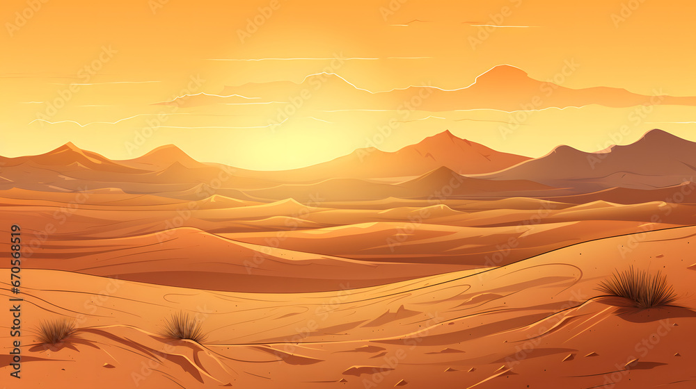 Desert dunes at sunset, anime style, nature background, anime ...