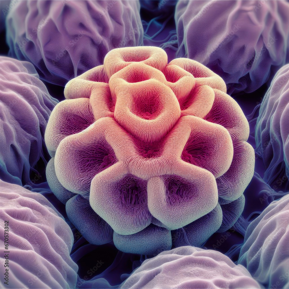 illustration of fictional microorganism seen under a electron ...