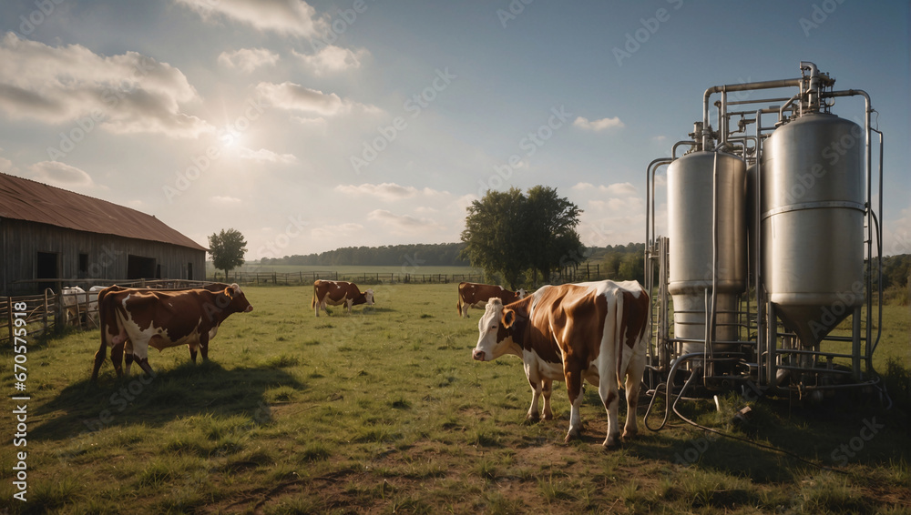 Robotic dairy production on an advanced farm produces large quantities ...