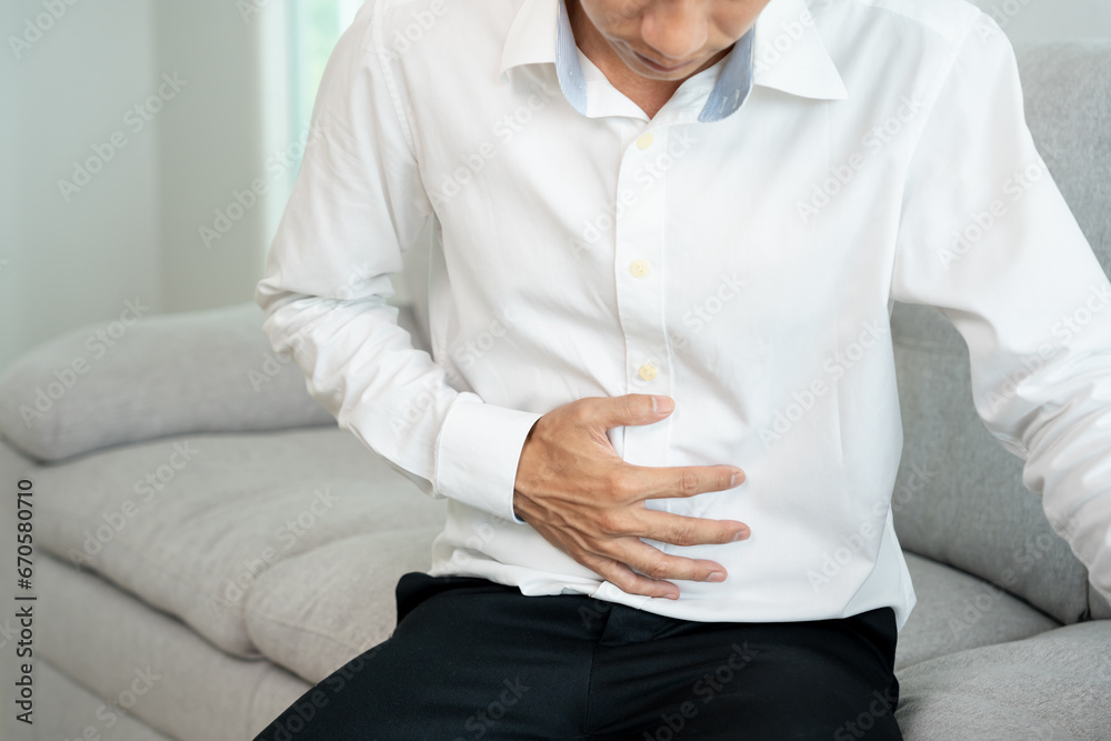 stomach ache. men have abdominal pain, indigestion, gastritis ...