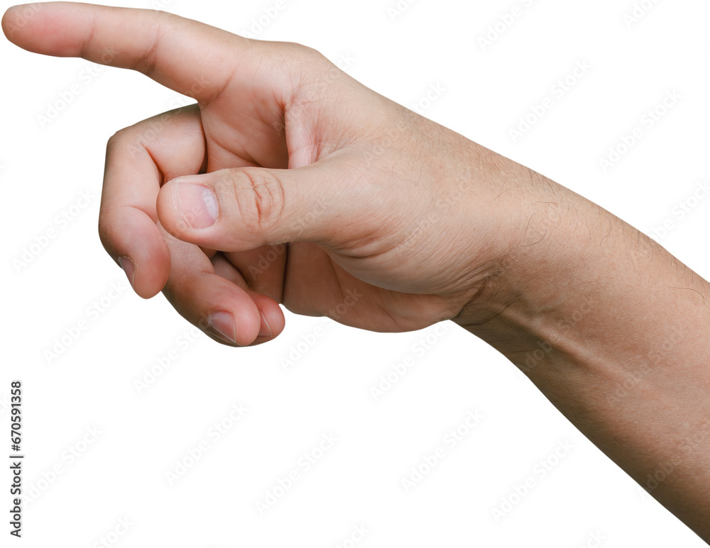 Asian hand motions made by a man isolated on a white backdrop. Grasp ...