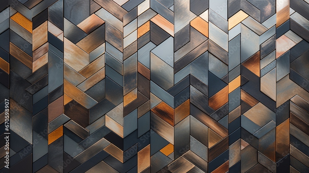 a modern mosaic tile pattern with a mix of geometric shapes and a matte ...