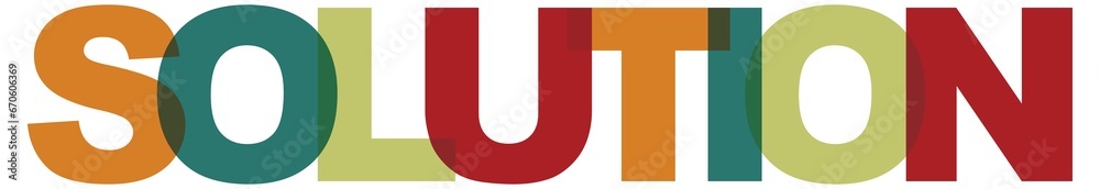 Solution business card text. Modern lettering poster. Color word art ...