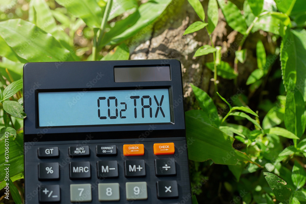 Concept of green Co2 Tax.Carbon tax, Carbon credit.CO2 TAX word on ...