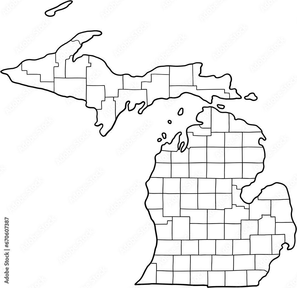 doodle freehand drawing of michigan state map. Stock Illustration ...