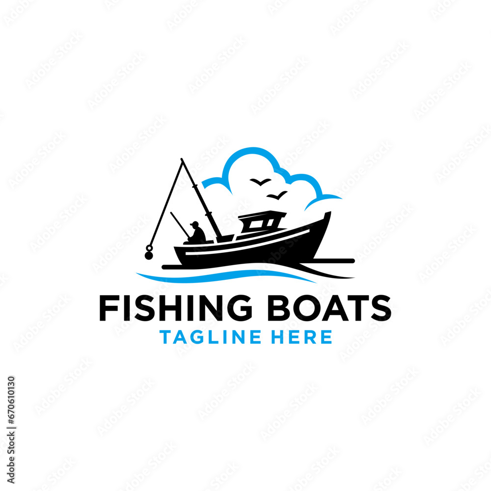 Boat Yard Logo Boat Driving School Vector Fishing Courses Logo Design