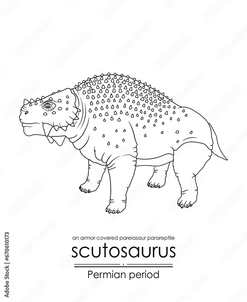 Scutosaurus, a Permian period prehistoric armor-covered pareiasaur ...