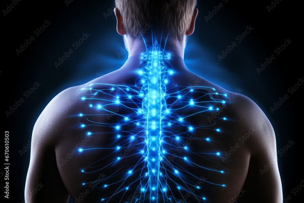 Man body backbone vertebra diagnostic neural structures human organism ...