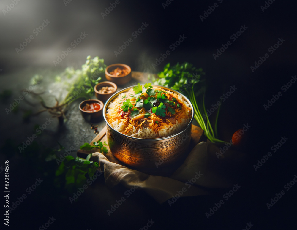 Pot of Biryani with Exquisite Layers of Rice and Meat, Beautifully ...