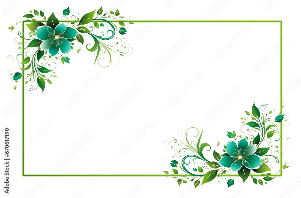 green flower frame design on transparent background Stock Illustration ...