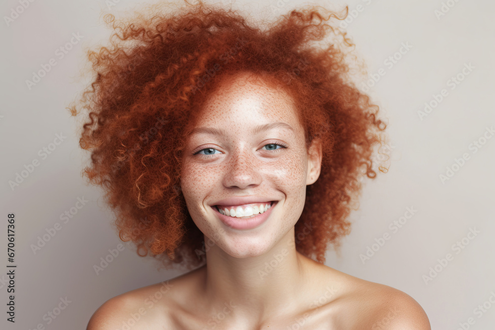 Generative ai portrait of beautiful mixed race redhead woman with ...