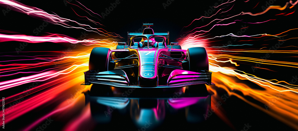 Speed Unleashed F1 Race Car in Blurred Motion with Dazzling Lights A ...