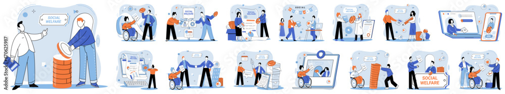 Social welfare. Vector illustration. Security is fundamental aspect ...