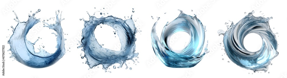 Blue water Spiral circle liquid splash swirl wave on transparent ...