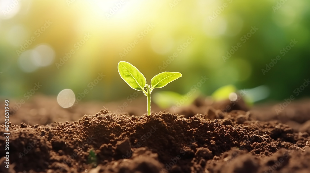soil for planting with green blur and sunlight background. World Soil ...